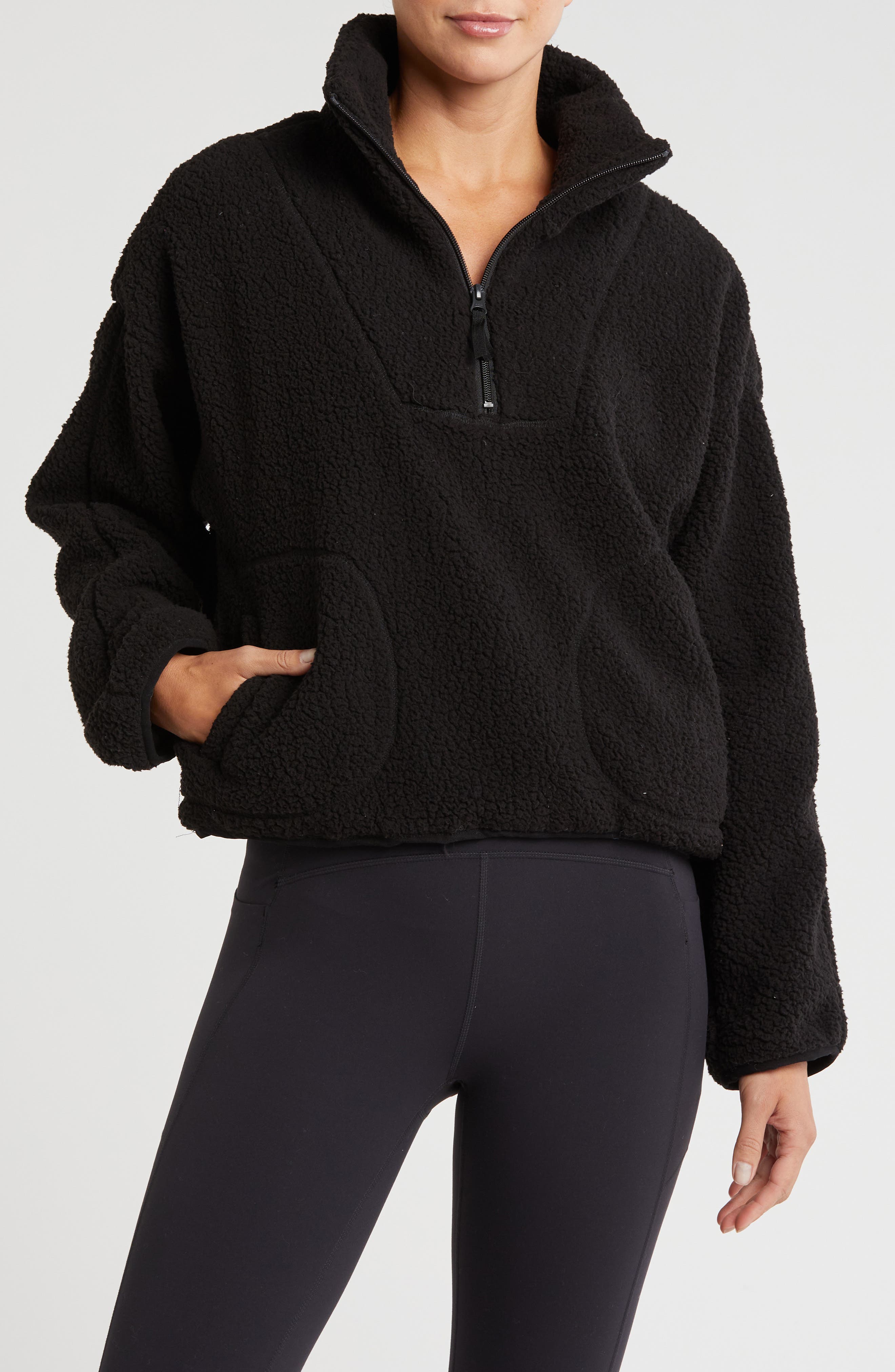 Z by Zella Cozy Faux Shearling Quarter Zip Pullover | Nordstromrack
