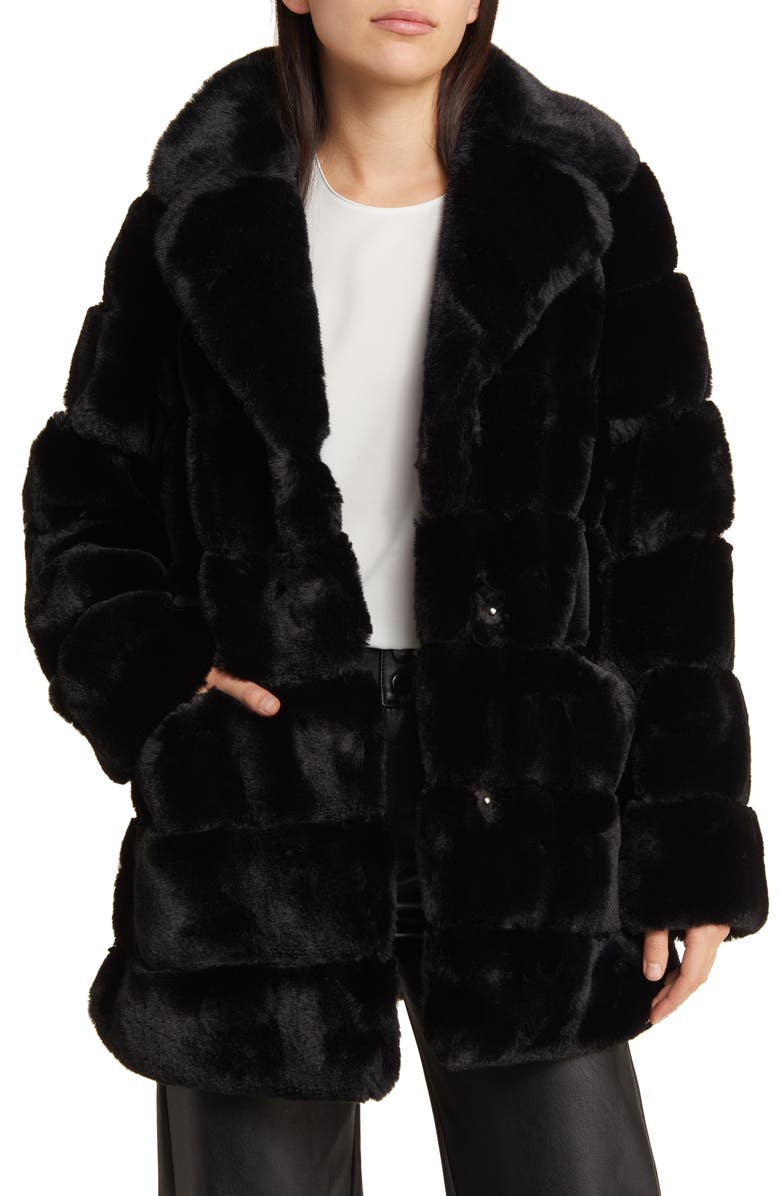 BCBGMAXAZRIA Notched Lapel Faux Fur Jacket | Nordstromrack