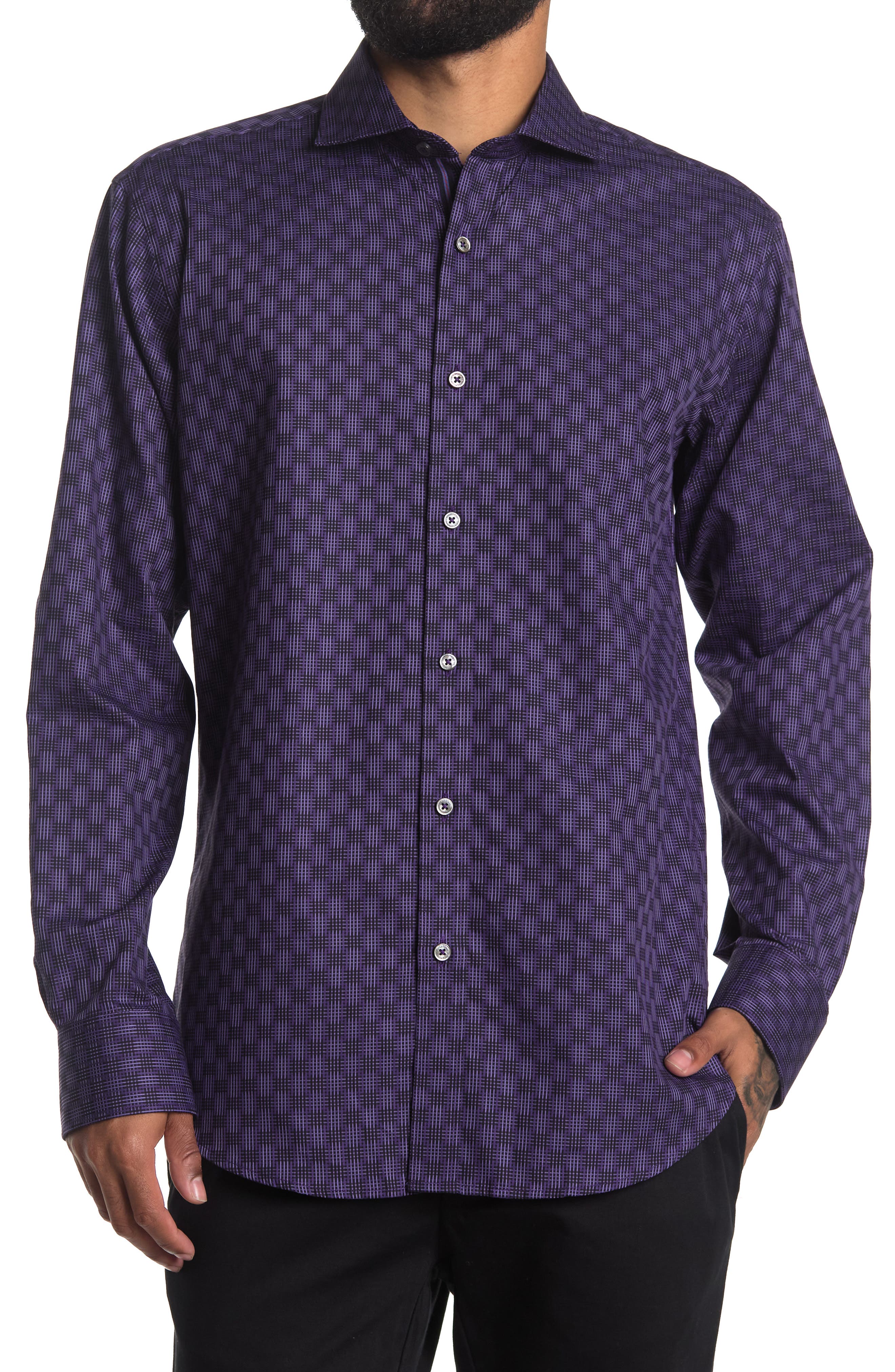 Crosshatch Print Shaped Fit Sport Shirt (Men) | Nordstromrack