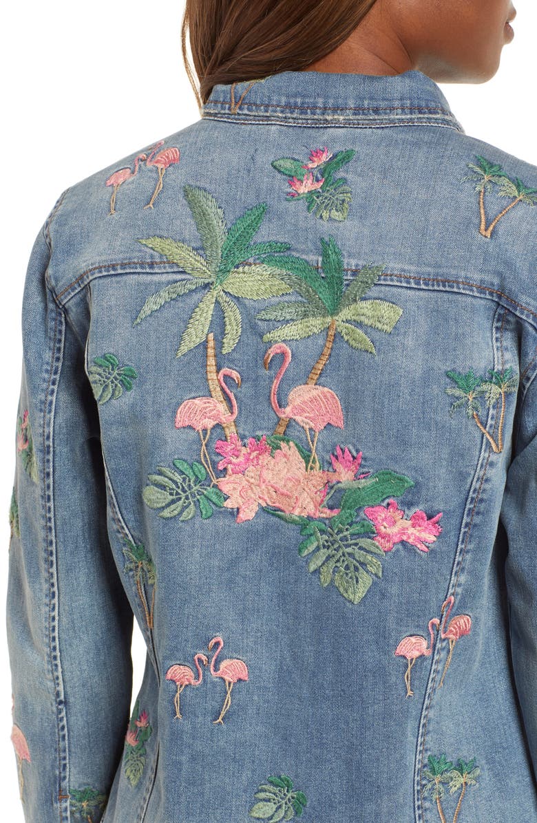 Billy T Flamingo Embroidered Denim Jacket | Nordstrom