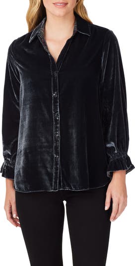 Foxcroft Riven Plush Velvet Button-Up Shirt | Nordstromrack