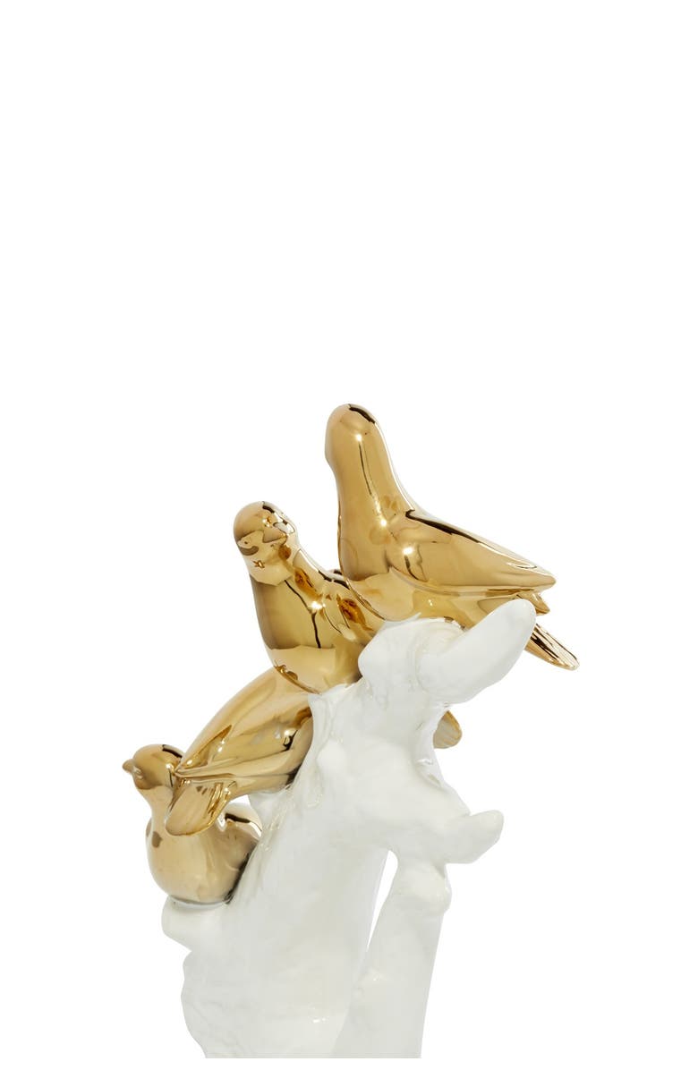 WILLOW ROW Glam Style Gold Porcelain Bird-Inspired Sculpture ...