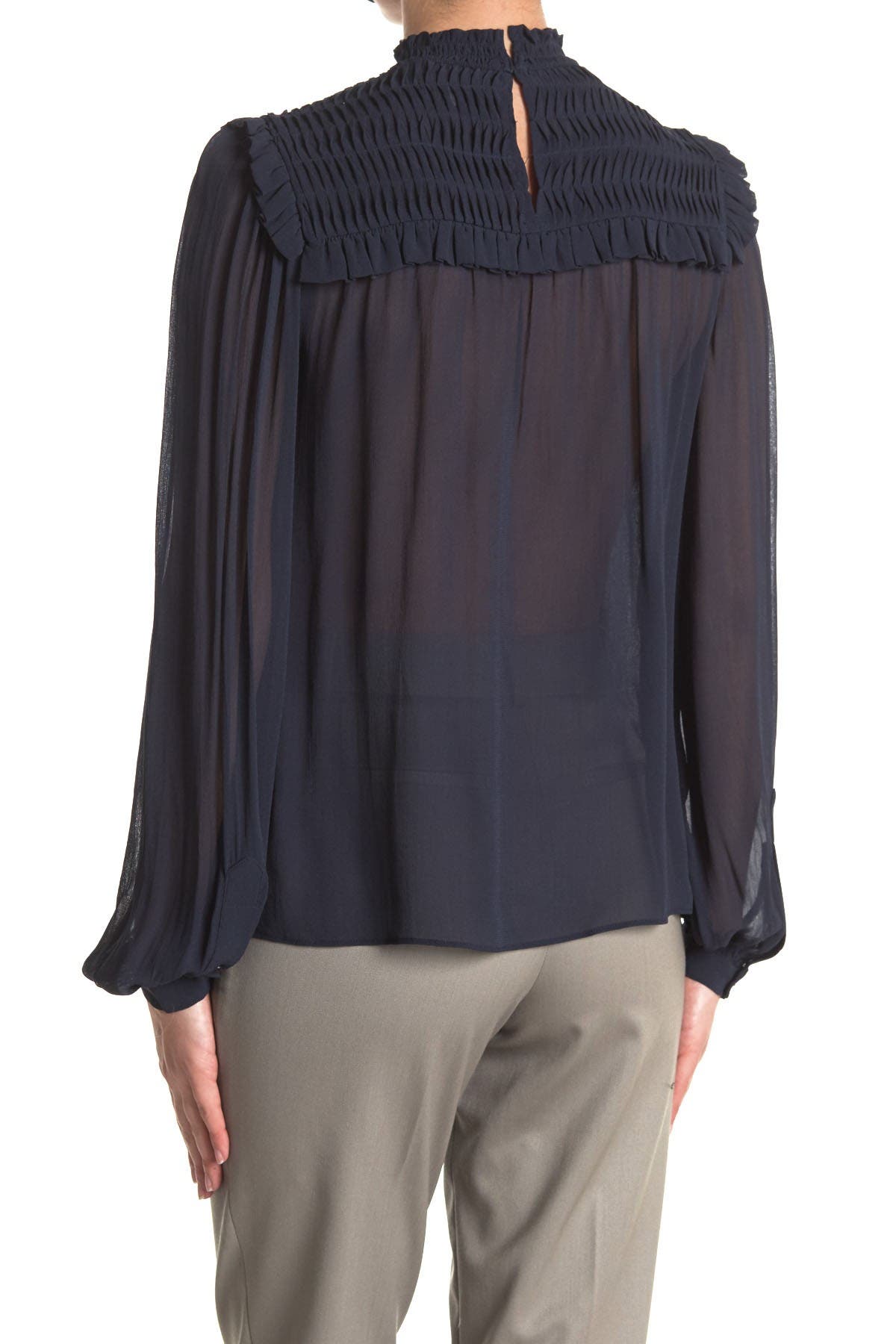 Reiss Anoushka Ruffled Smocked Long Sleeve Blouse | Nordstromrack
