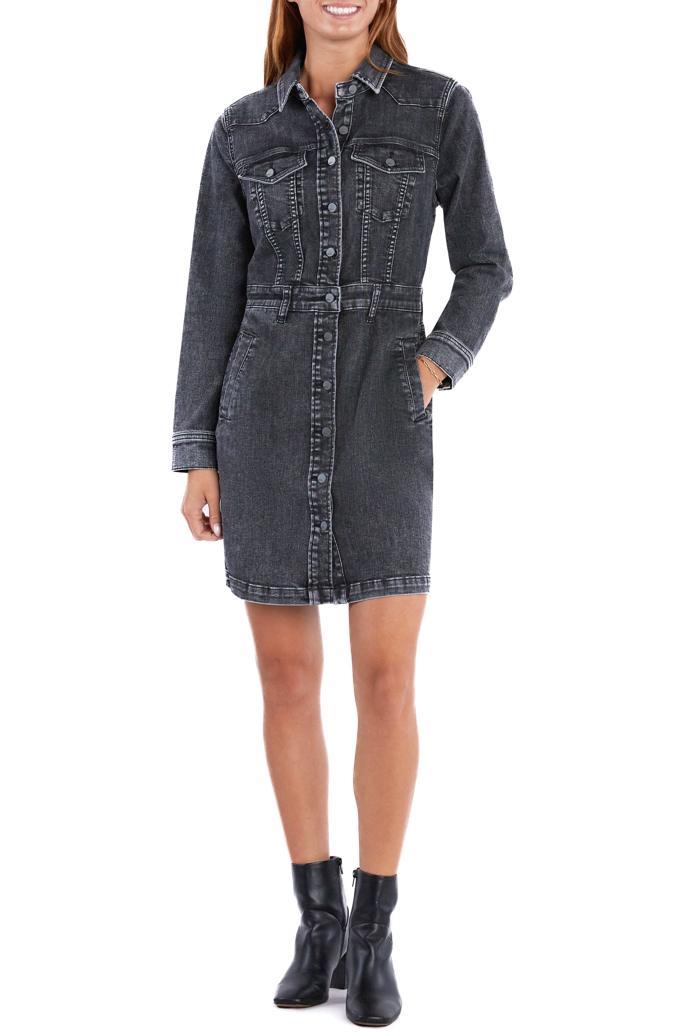 Wash Lab Denim Western Long Sleeve Denim Shirtdress | Nordstrom