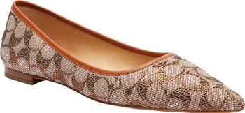 COACH Daphne Crystal Signature Jacquard Pointed Toe Flat (Women ...