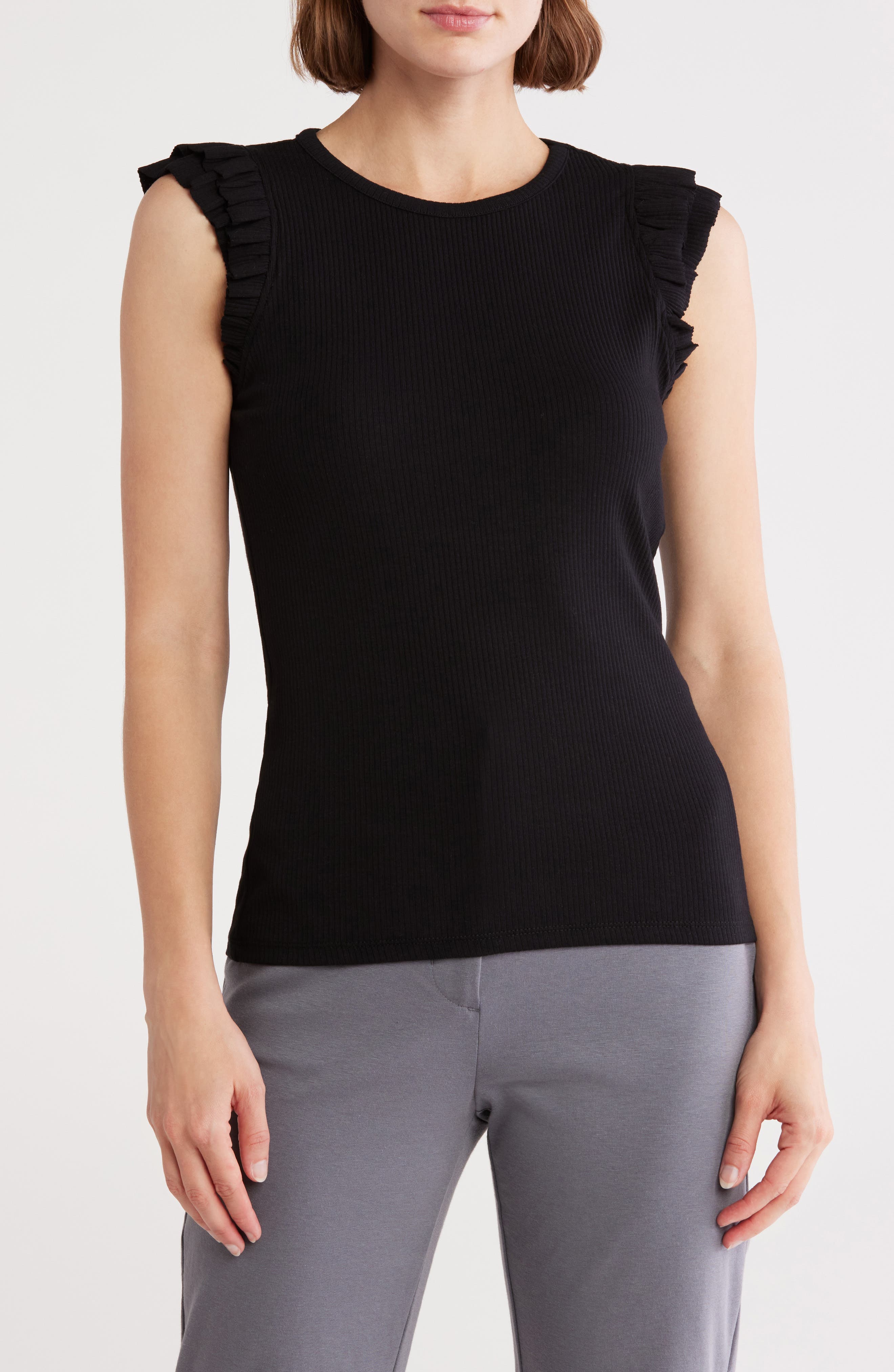 ELIE ELIE TAHARI Rib Flutter Sleeve Top | Nordstromrack