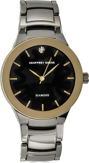 GEOFFREY BEENE Genuine Diamond Bracelet Watch, 41mm - 0.001ct ...