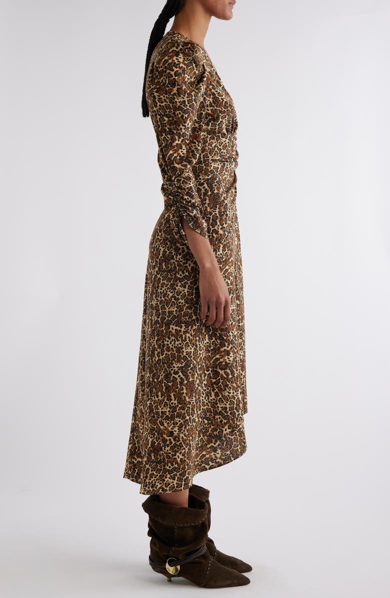 Isabel Marant Albini Leopard Print Stretch Silk Midi Dress | Nordstromrack