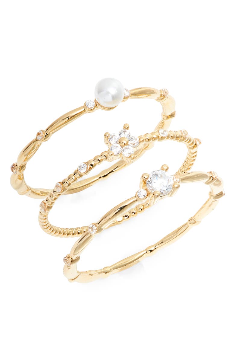 Nordstrom Set of 3 Dainty Floral Stacking Rings | Nordstromrack