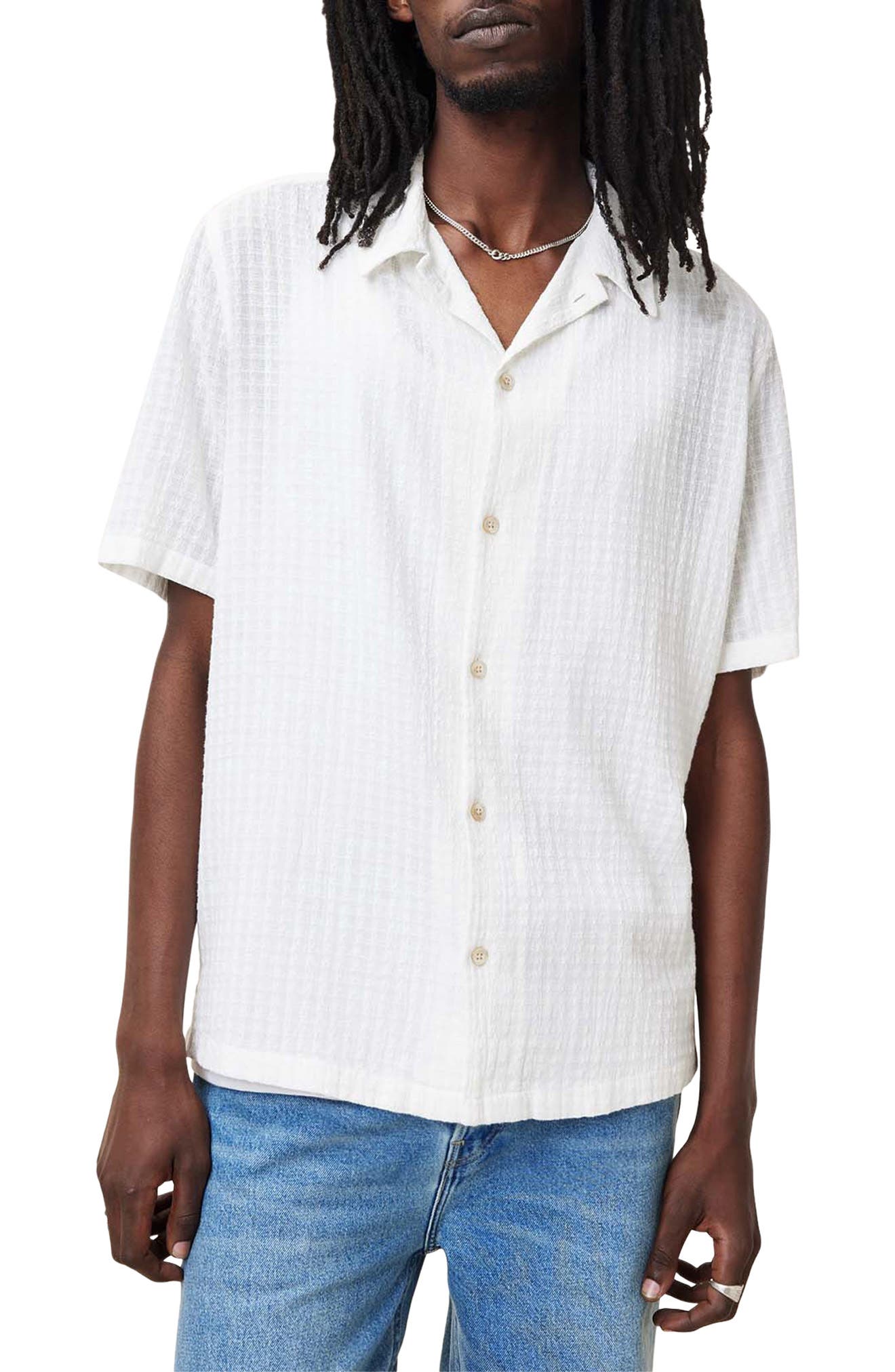 AllSaints Madin Seersucker Camp Shirt | Nordstrom