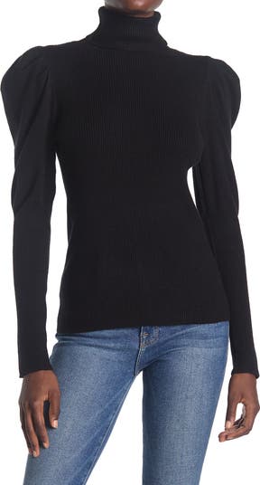 CYRUS Turtleneck Puff Shoulder Ribbed Sweater | Nordstromrack