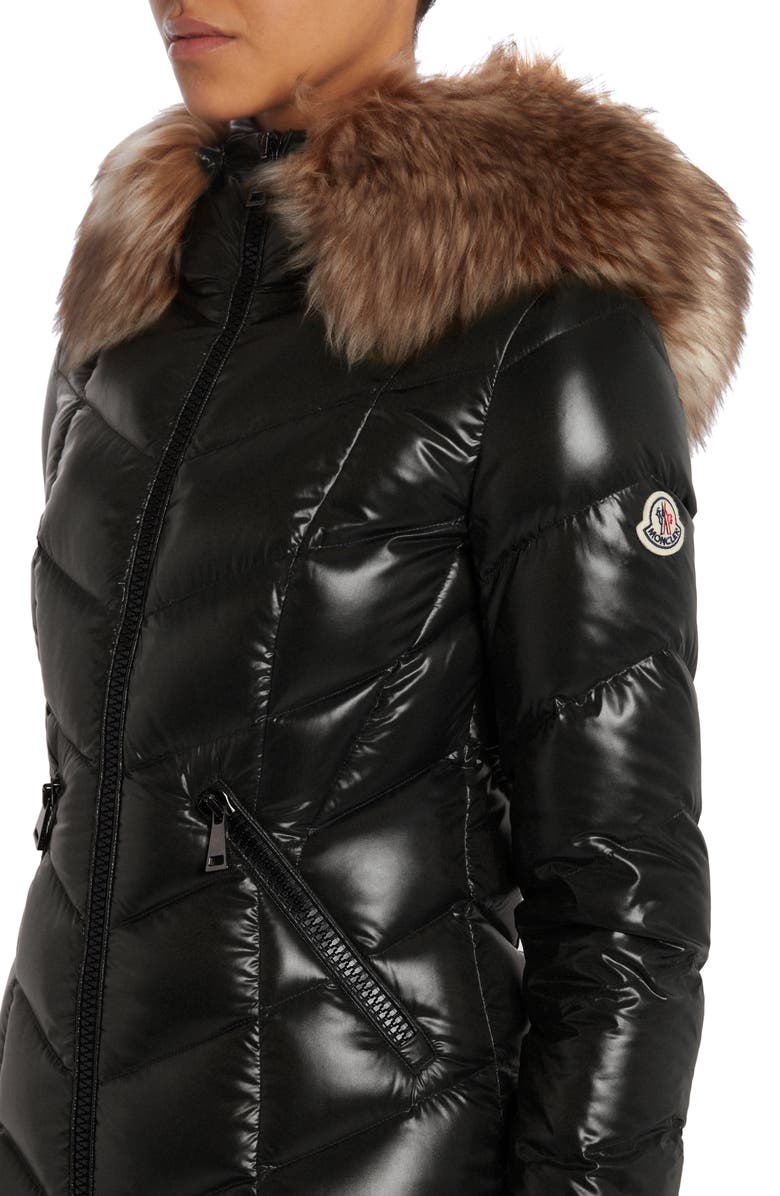 Moncler Marre Quilted Down Coat with Removable Genuine Shearling Trim ...