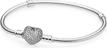 PANDORA Pavé Heart Sterling Silver Charm Bracelet | Nordstrom
