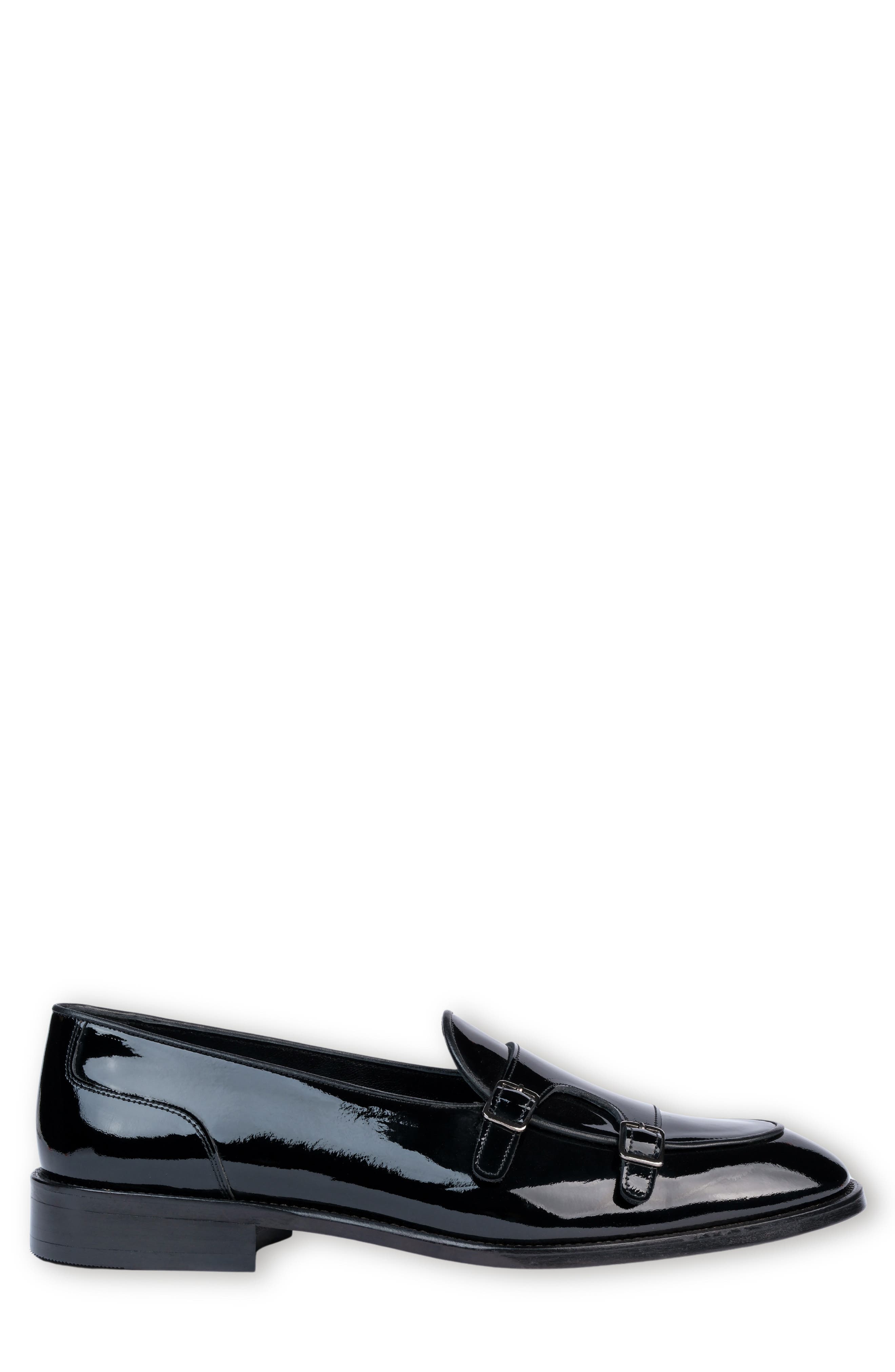 VELLAPAIS Onyx Double Monk Strap Patent Leather Loafer (Men ...