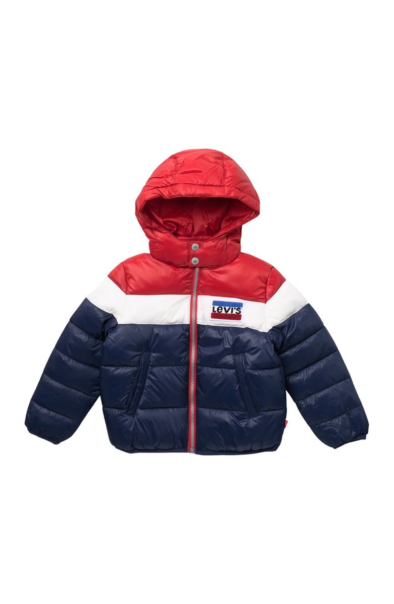 Levi's® Logo Patch Colorblock Hooded Puffer Jacket | Nordstromrack