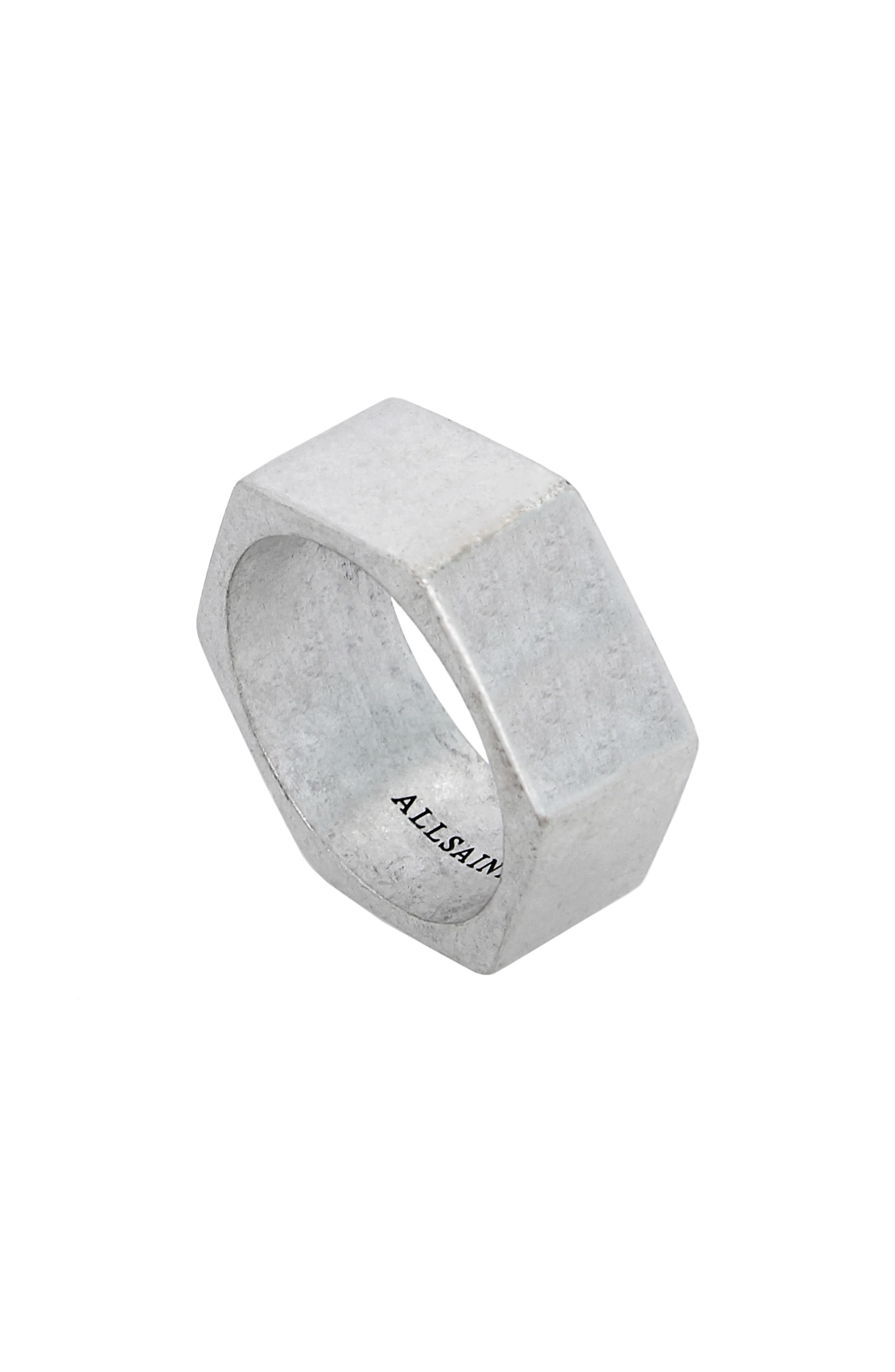 AllSaints Men's Sterling Silver Hexagonal Band Ring | Nordstromrack