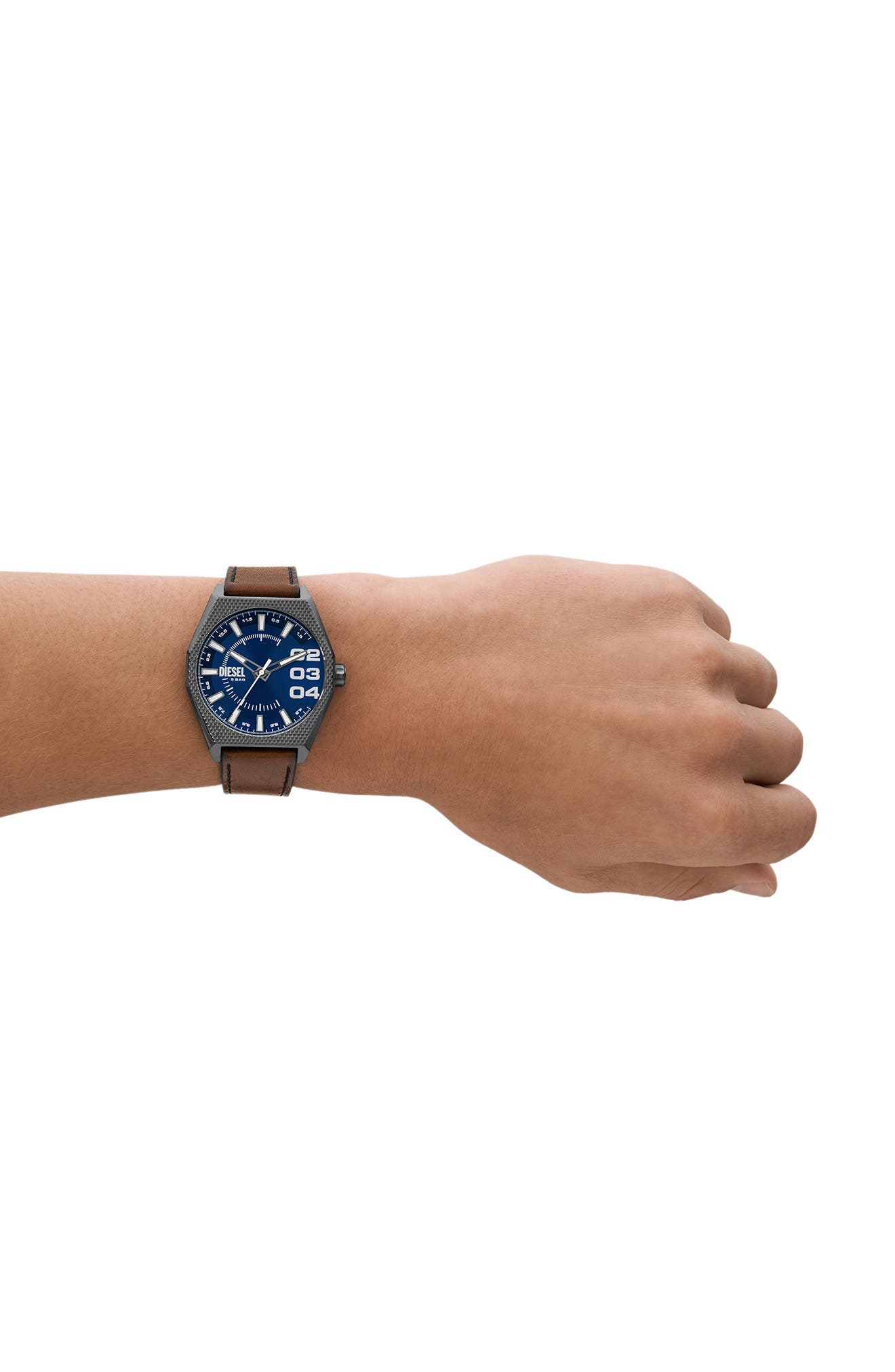 DIESEL® Scraper Leather Strap Watch, 43mm | Nordstromrack