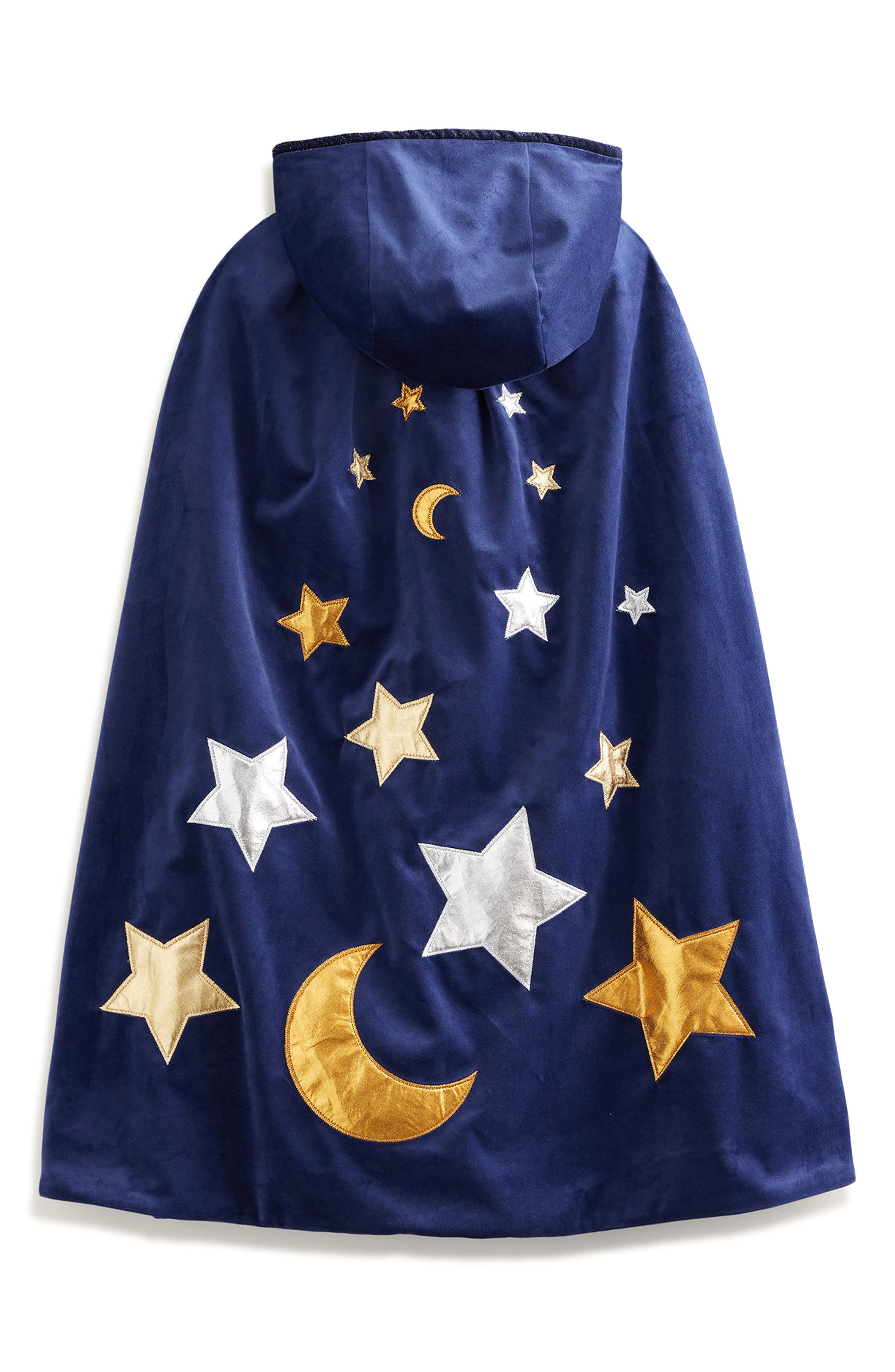 Mini Boden Kids' Embroidered Crescent Moon & Stars Velvet Cape | Nordstrom
