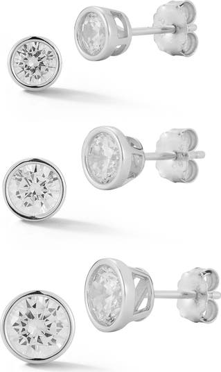 GLAZE JEWELRY Set of 3 Cubic Zirconia Stud Earrings | Nordstromrack