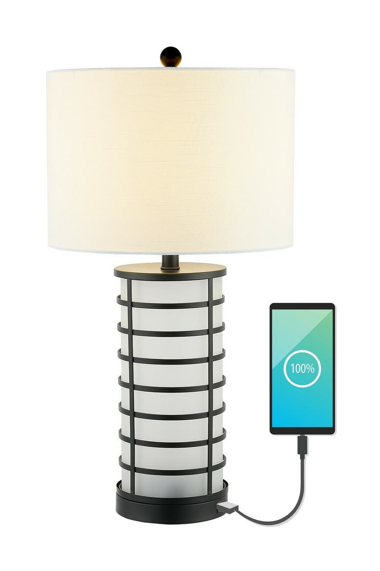Jayce 27" Modern Industrial Iron Nightlight LED Table Lamp with USB ...