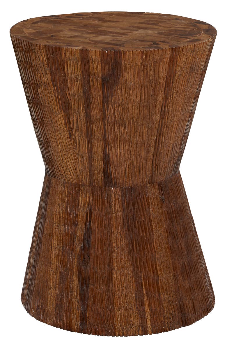 GINGER BIRCH STUDIO Brown Teakwood Intricately Carved Accent Table ...