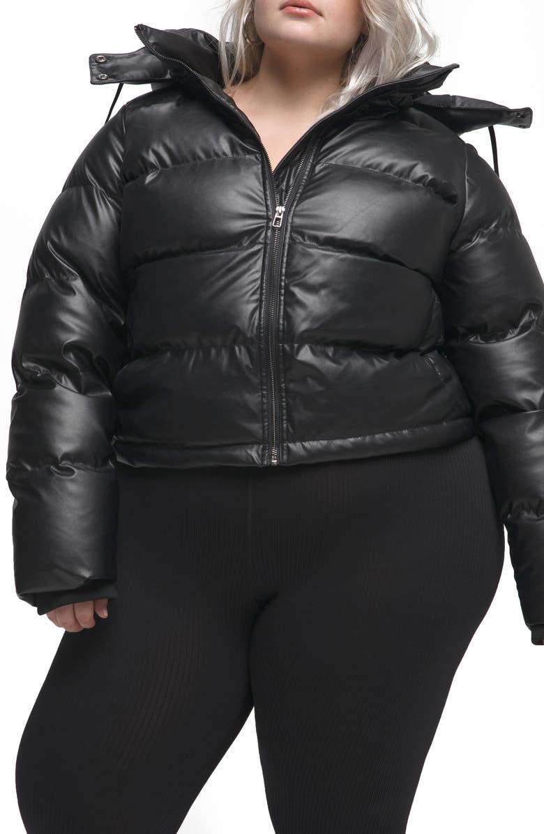 Good American Faux Leather Puffer Jacket | Nordstromrack