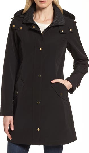 Gallery Swing Raincoat with Leopard Print Trim | Nordstrom