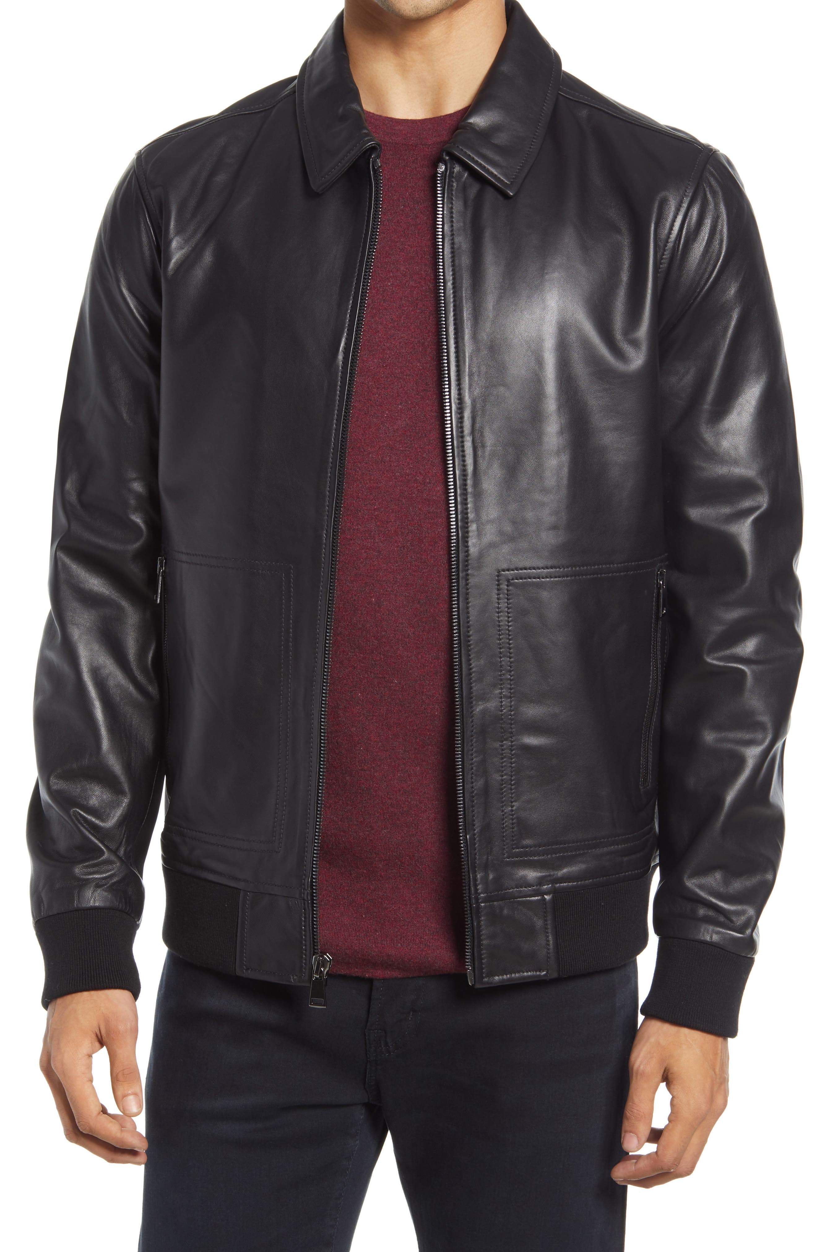 Nordstrom Men's Leather Bomber Jacket | Nordstromrack