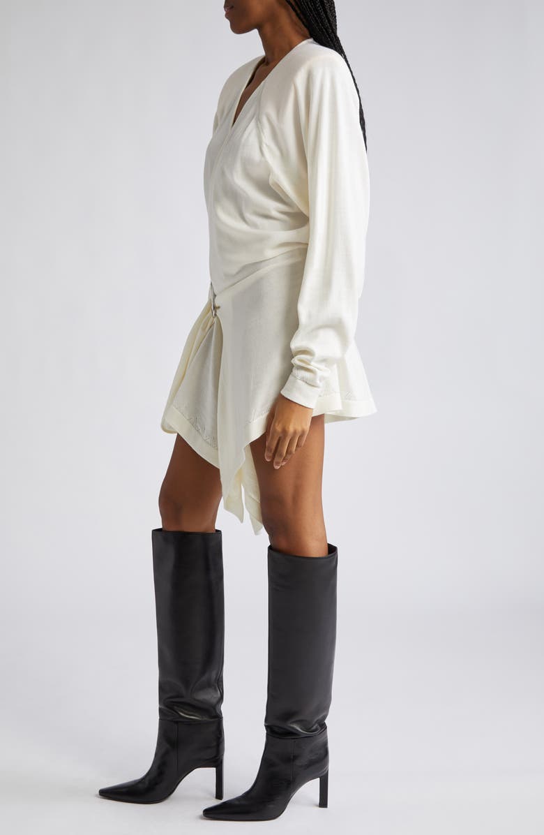 The Attico Hurely Side Belt Long Sleeve Wool Minidress | Nordstromrack