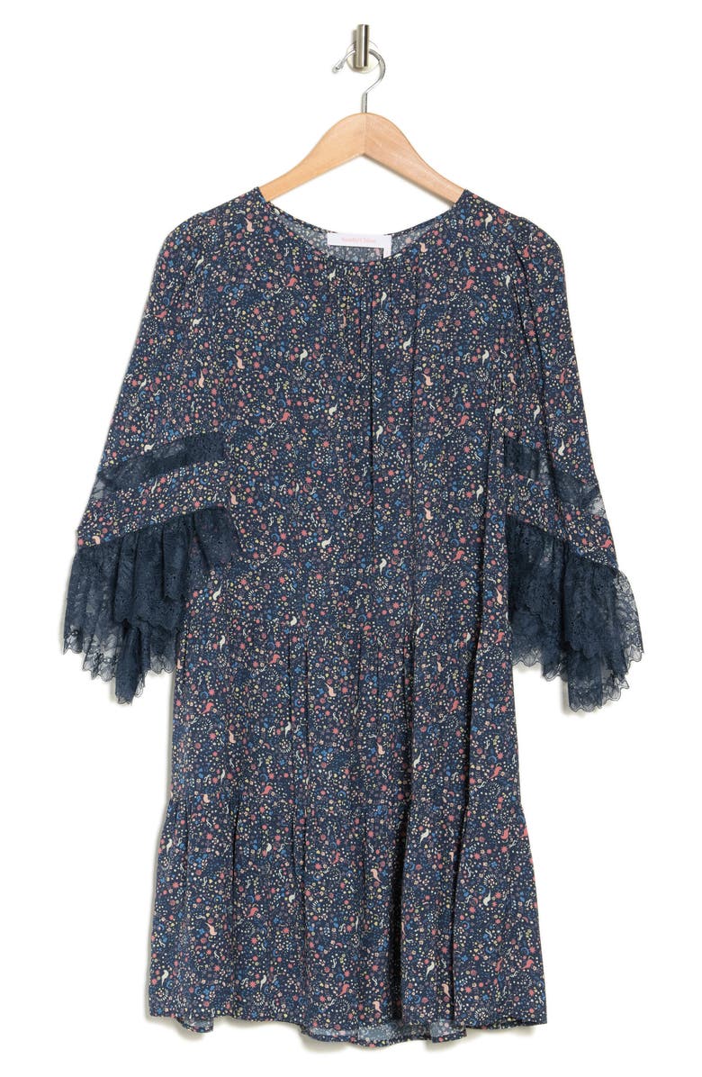 Chloé Mixed Print Three-Quarter Lace Sleeve Dress | Nordstromrack