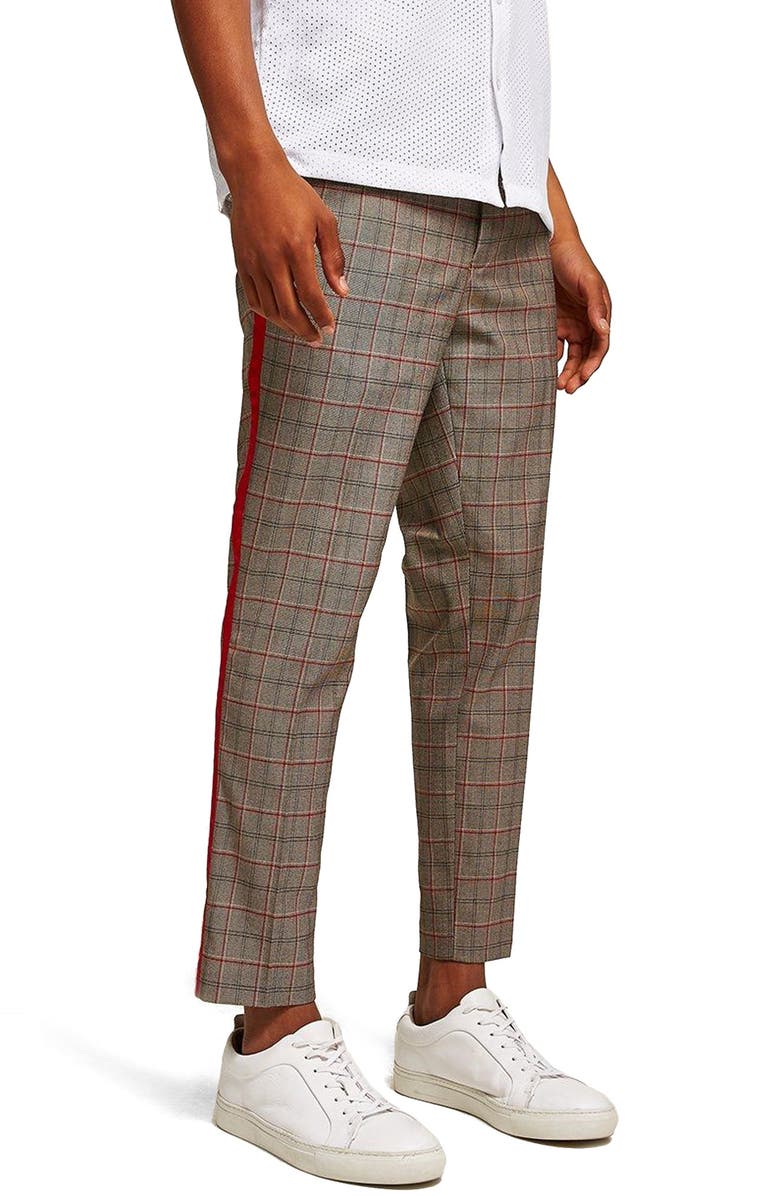 Topman Side Stripe Skinny Fit Cropped Trousers | Nordstrom