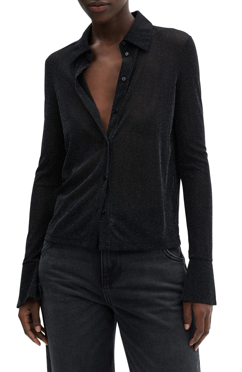 MANGO Metallic Button-Up Shirt | Nordstrom