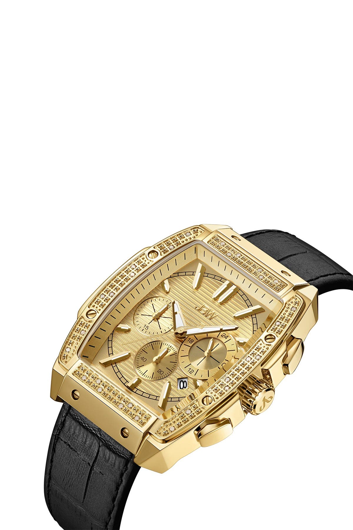 Echelon Diamond Chronograph Croc Embossed Leather Strap Watch, 41mm ...