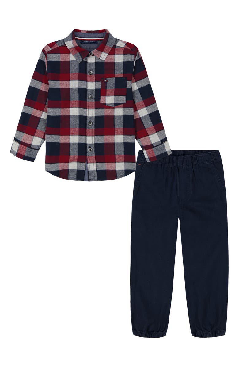 Tommy Hilfiger Kids' Plaid Flannel Shirt & Twill Joggers | Nordstromrack