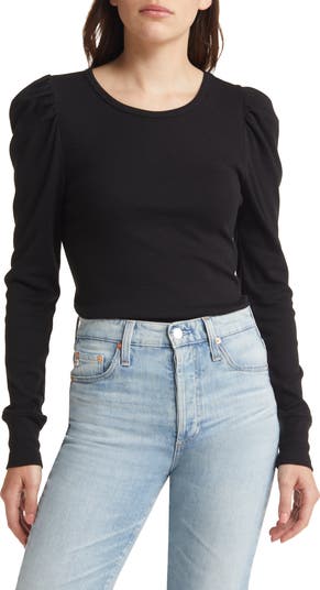 Splendid Puff Shoulder Cotton Blend Top | Nordstrom