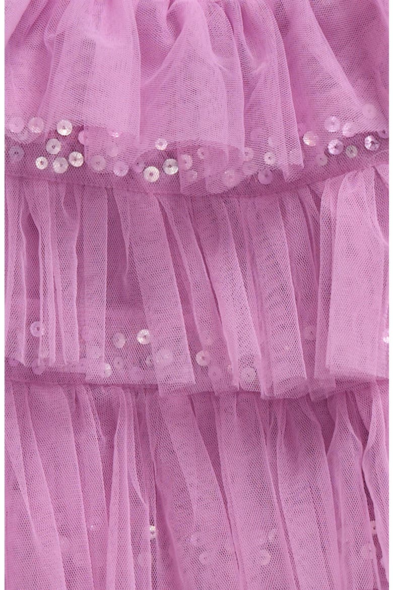 Bebe Luminous Sequin Long Sleeve Tiered Tulle Party Dress & Bloomers ...