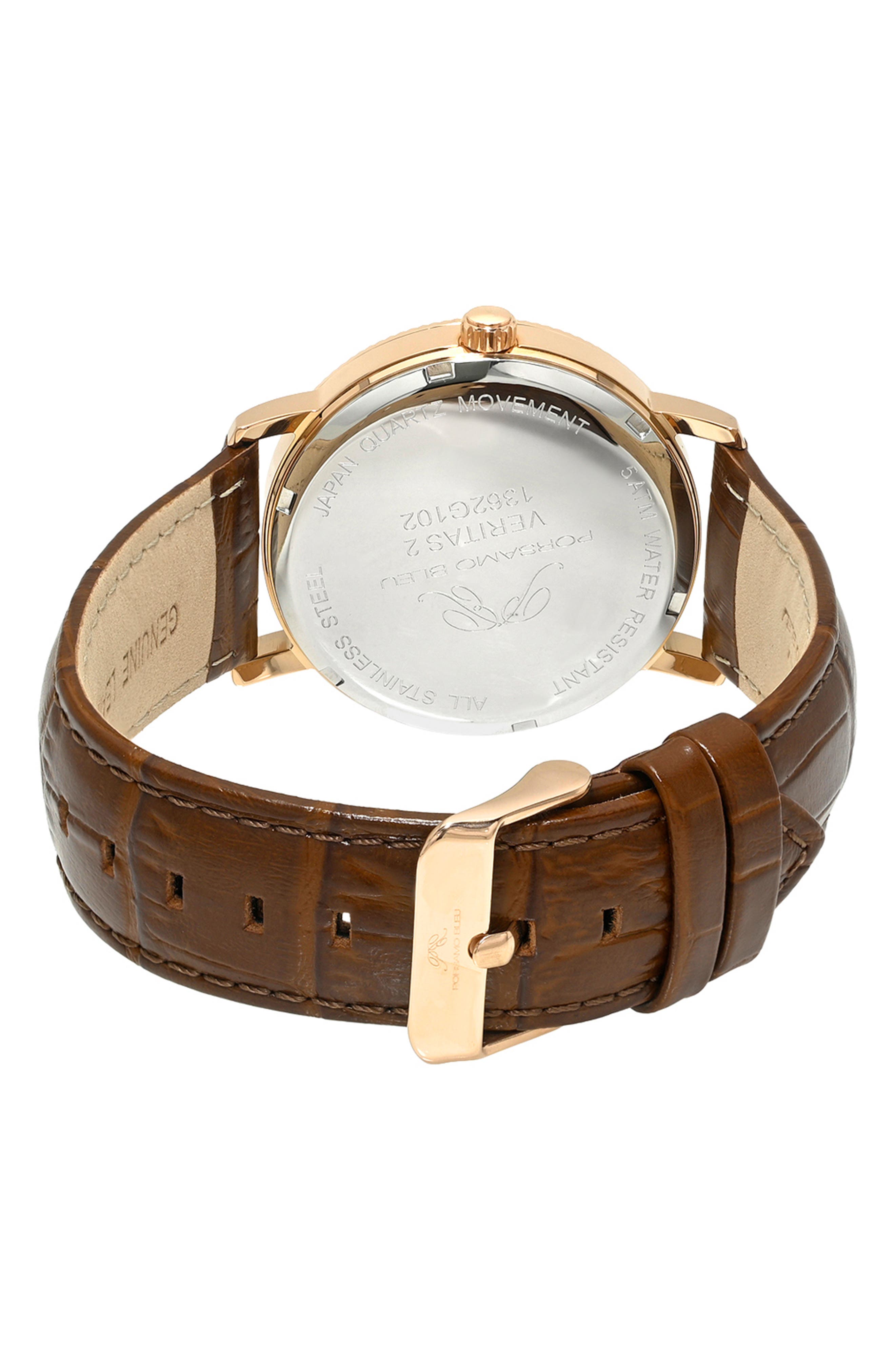 PORSAMO BLEU Veritas 2 Croc Embossed Leather Strap Watch, 40mm ...