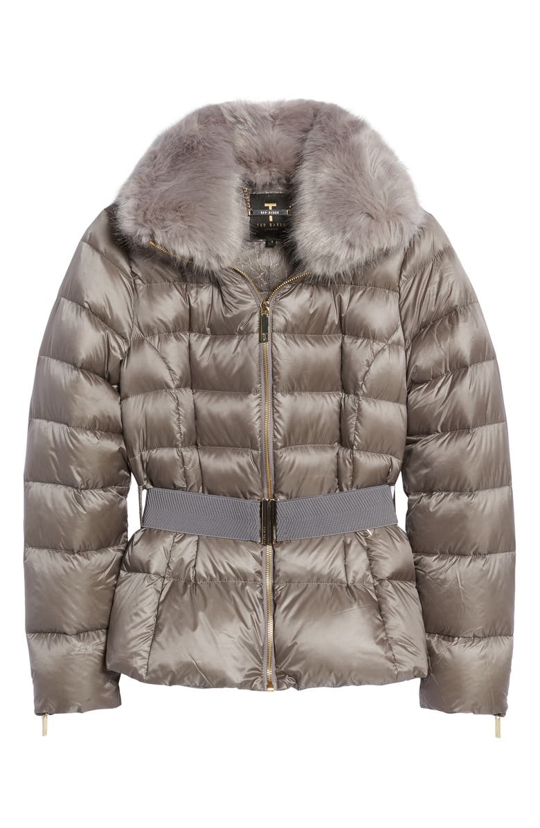 Ted Baker London Puffer Jacket with Faux Fur Collar | Nordstrom
