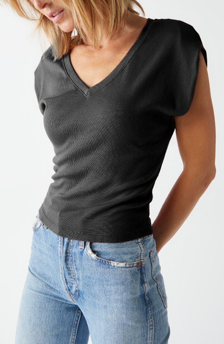 Michael Stars Tati Power Shoulder Rib Top | Nordstrom