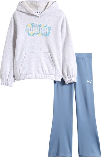 PUMA Kids' Logo Fleece Hoodie & Flared Leggings Set | Nordstromrack