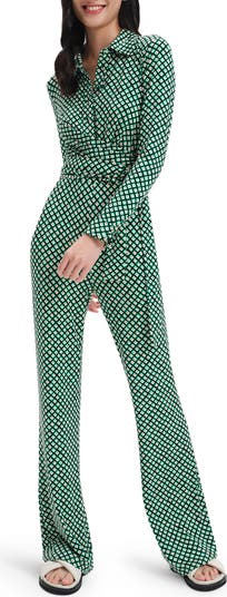 Diane von Furstenberg Michele Print Long Sleeve Jumpsuit | Nordstrom