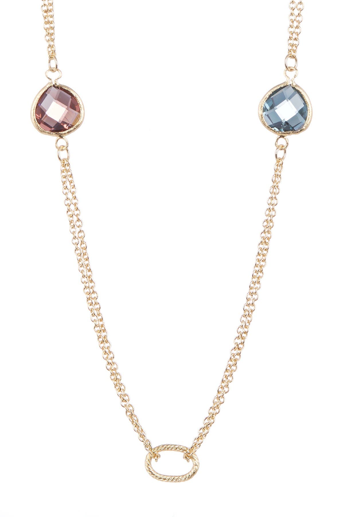 RIVKA FRIEDMAN 18K Gold Clad Double Chain Stone Necklace | Nordstromrack
