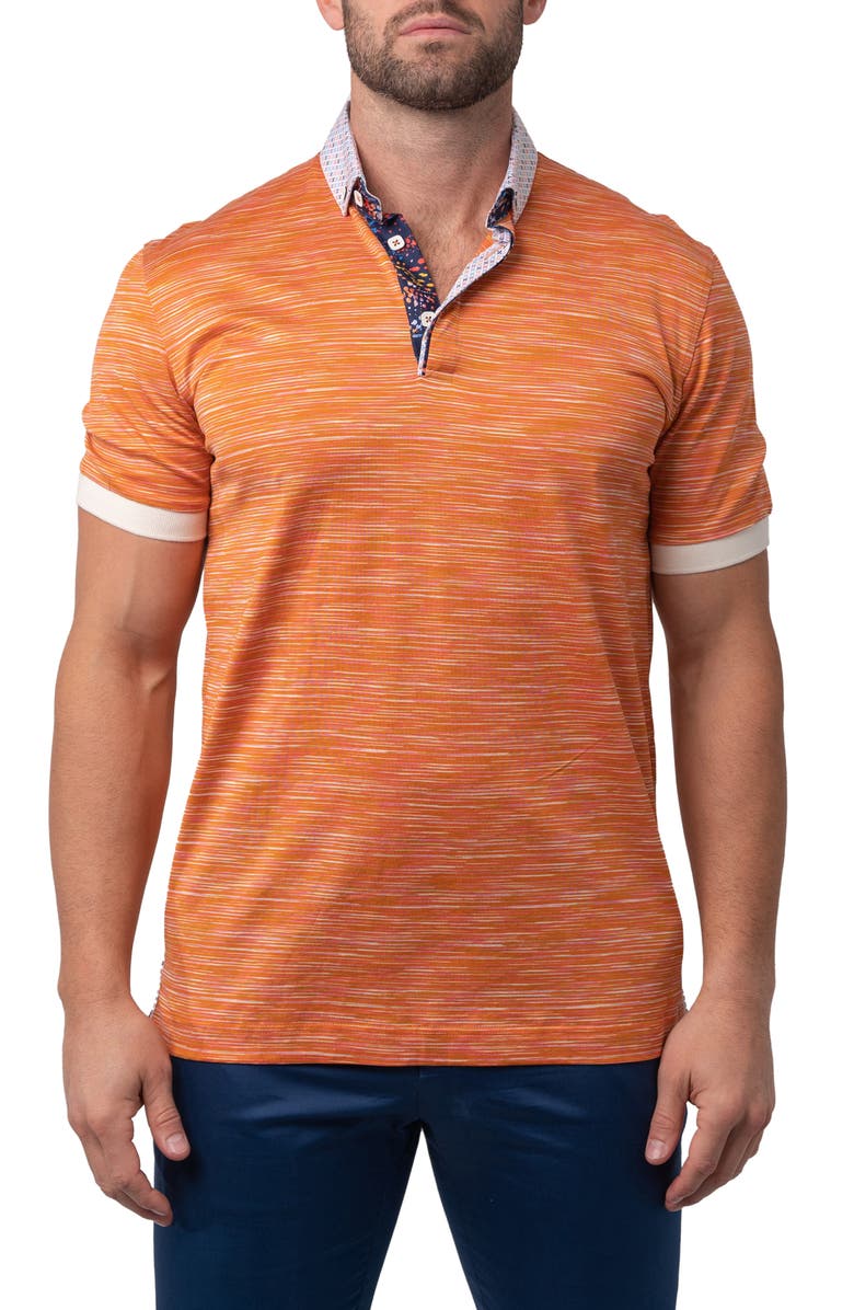 Maceoo Mozartvivid Orange Button-Down Space Dye Polo | Nordstromrack