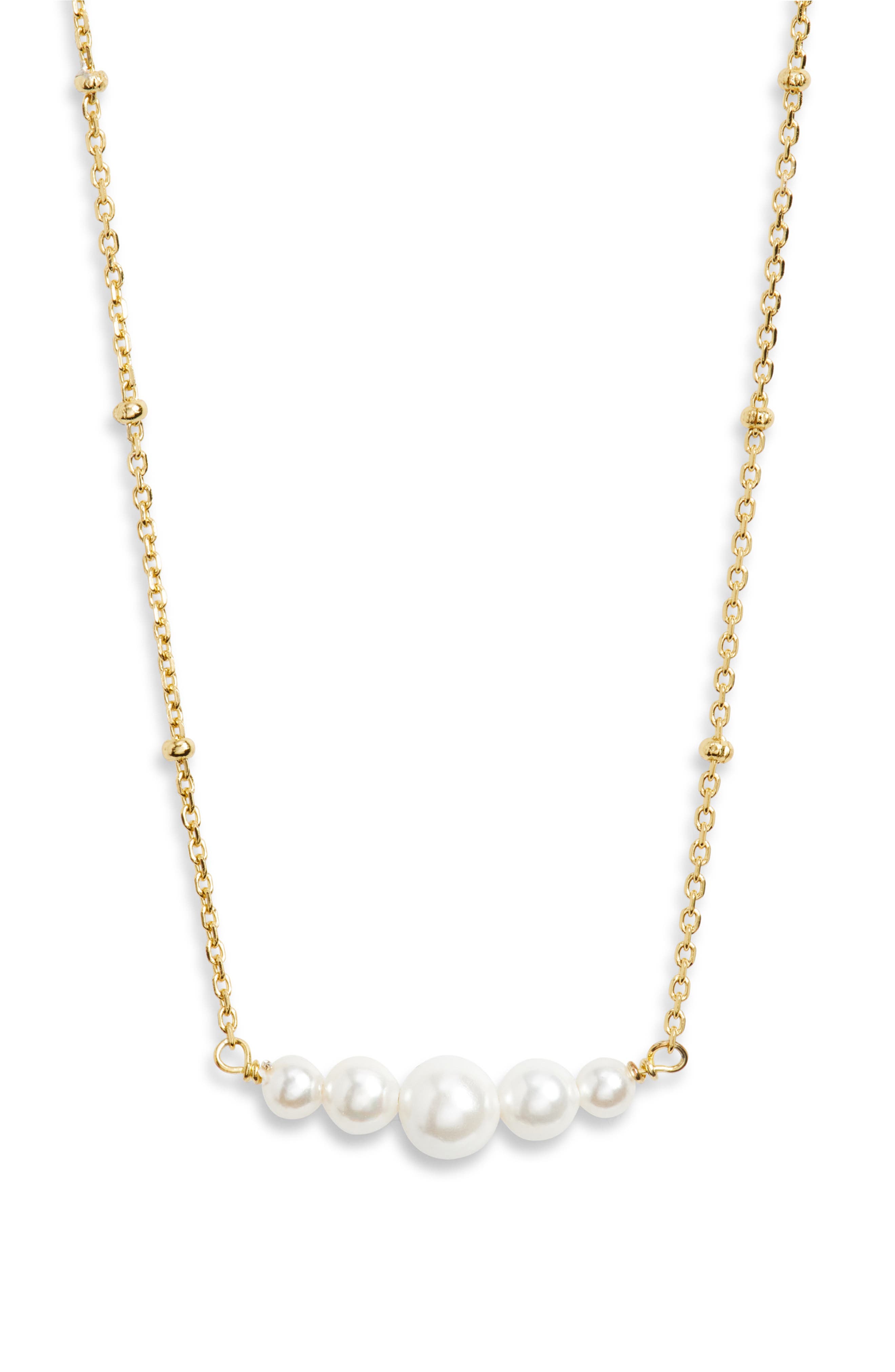 ARGENTO VIVO Faux Pearl Station Chain Necklace | Nordstromrack