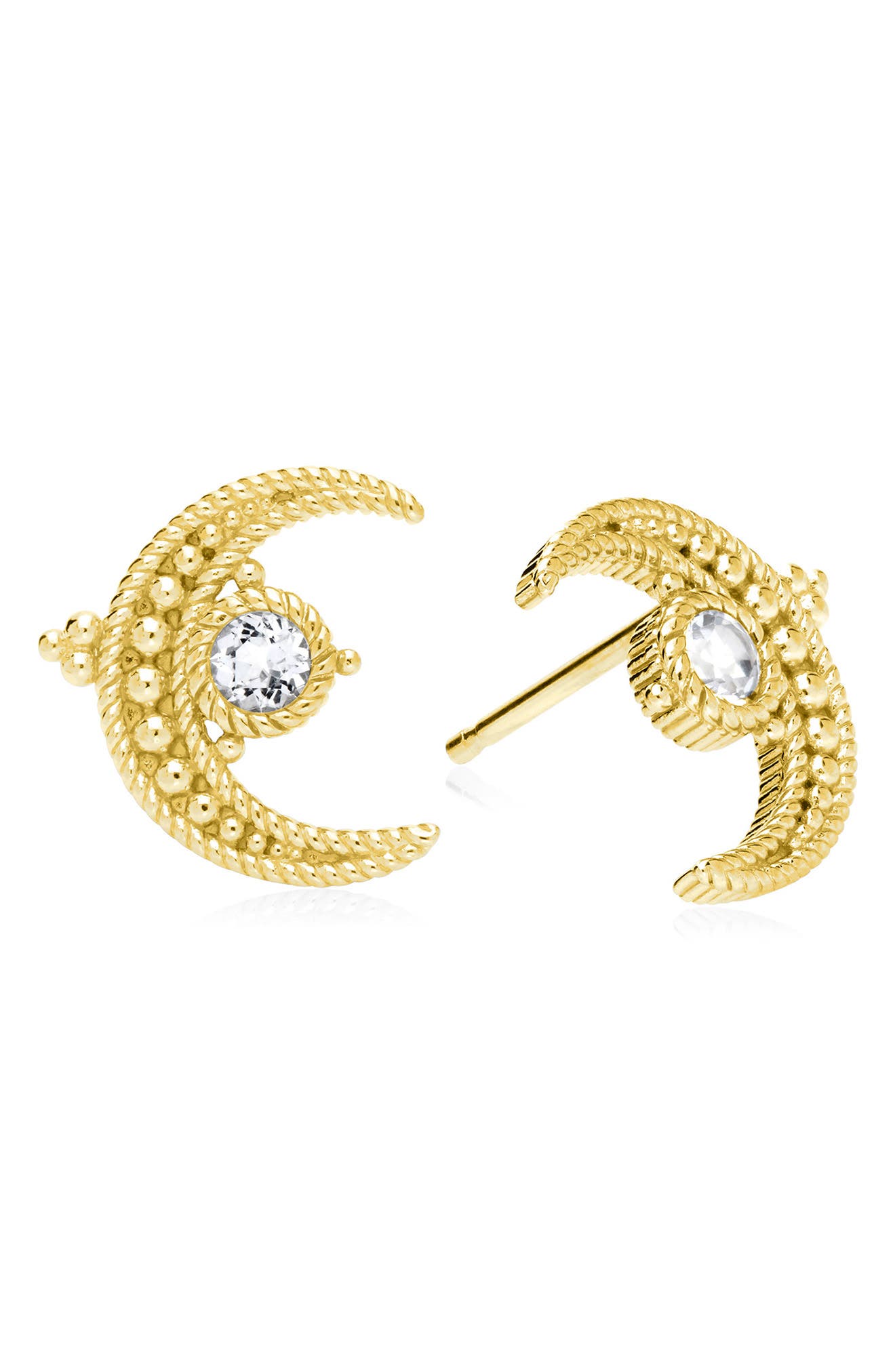 Judith Ripka Little Jewels 14K Yellow Gold Plated White Topaz Crescent ...