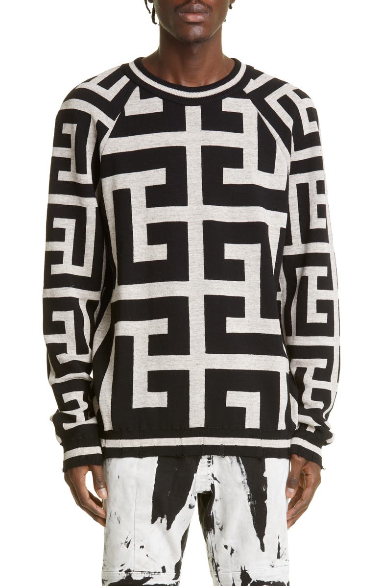 Balmain Maxi Monogram Wool Crewneck Sweater | Nordstromrack