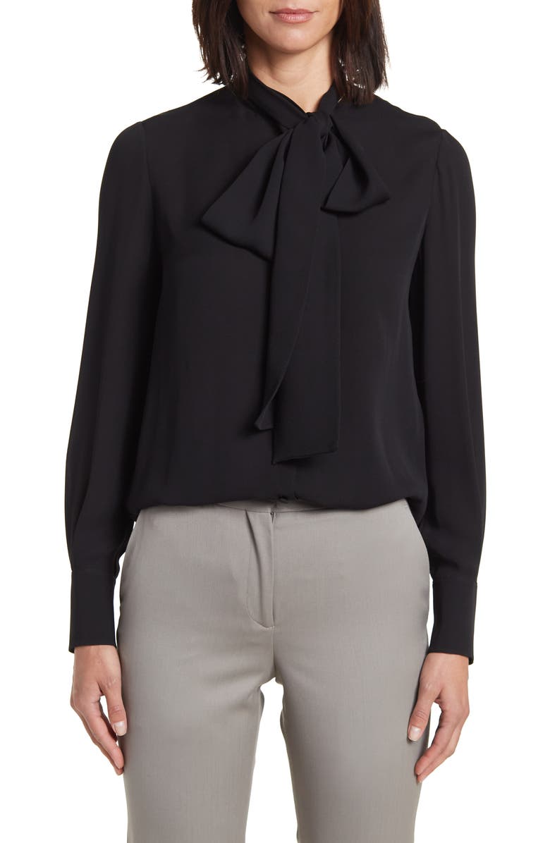 Valentino Tie Neck Long Sleeve Silk Blouse | Nordstromrack