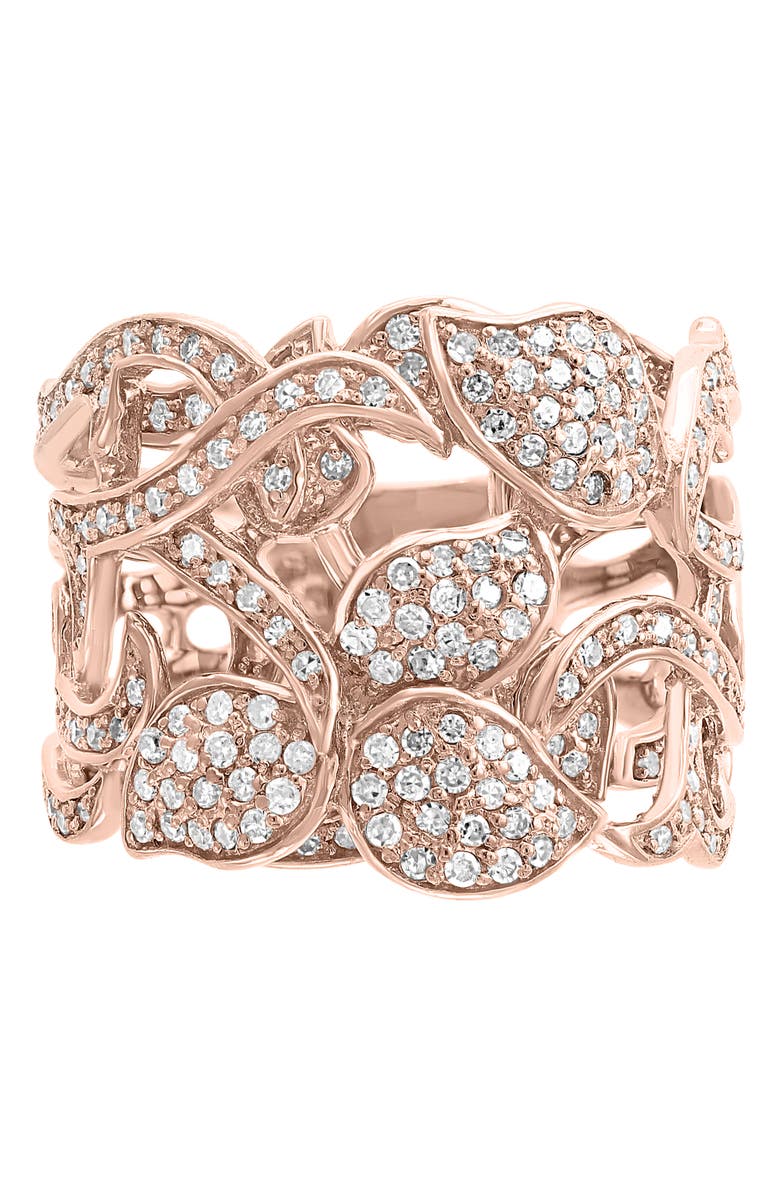 EFFY 14K Rose Gold Diamond Leaf Ring - Size 7 - 0.94 ctw | Nordstromrack
