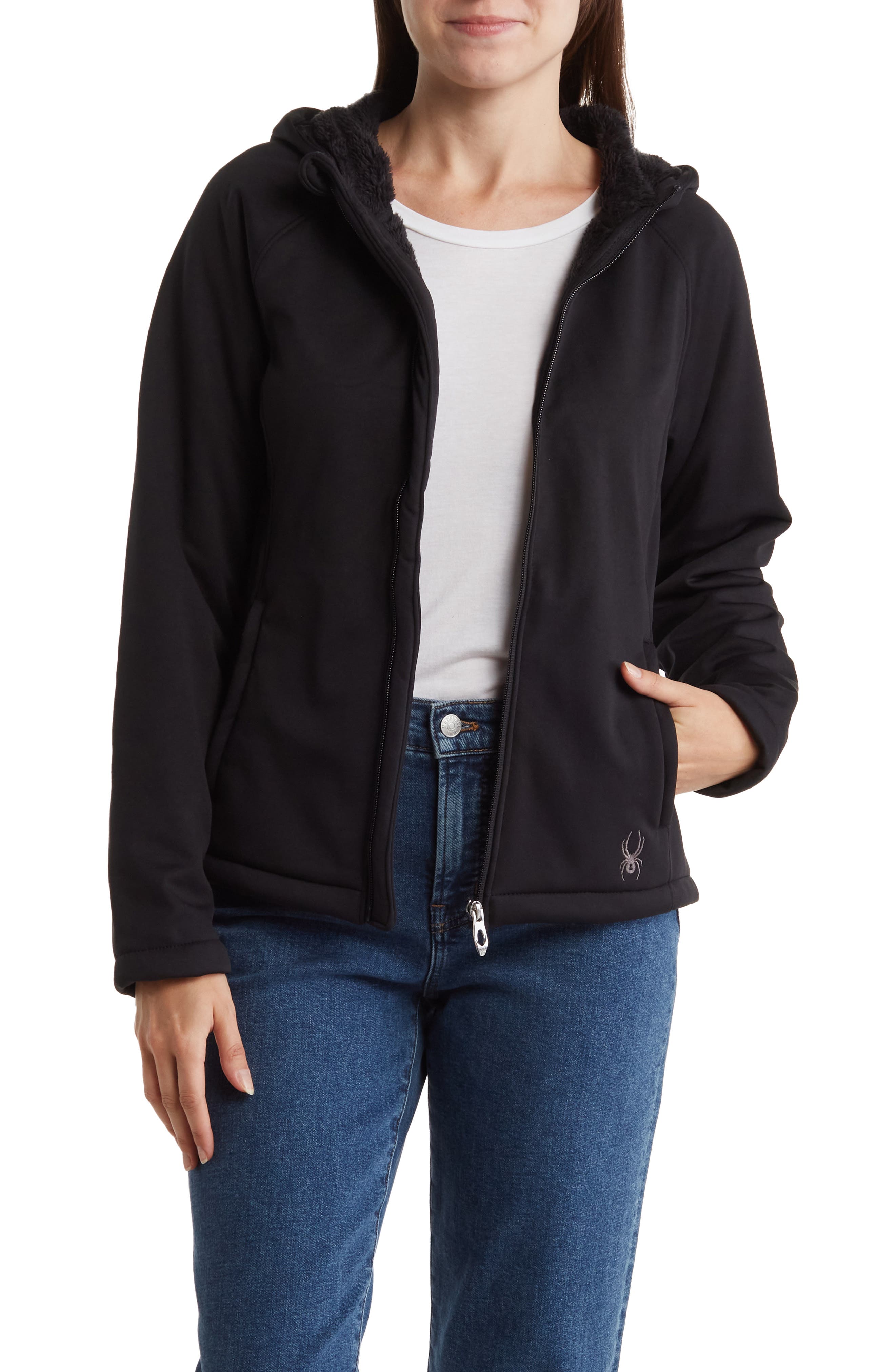 Faux Shearling Lined Hooded Softshell Jacket (Women) | Nordstromrack