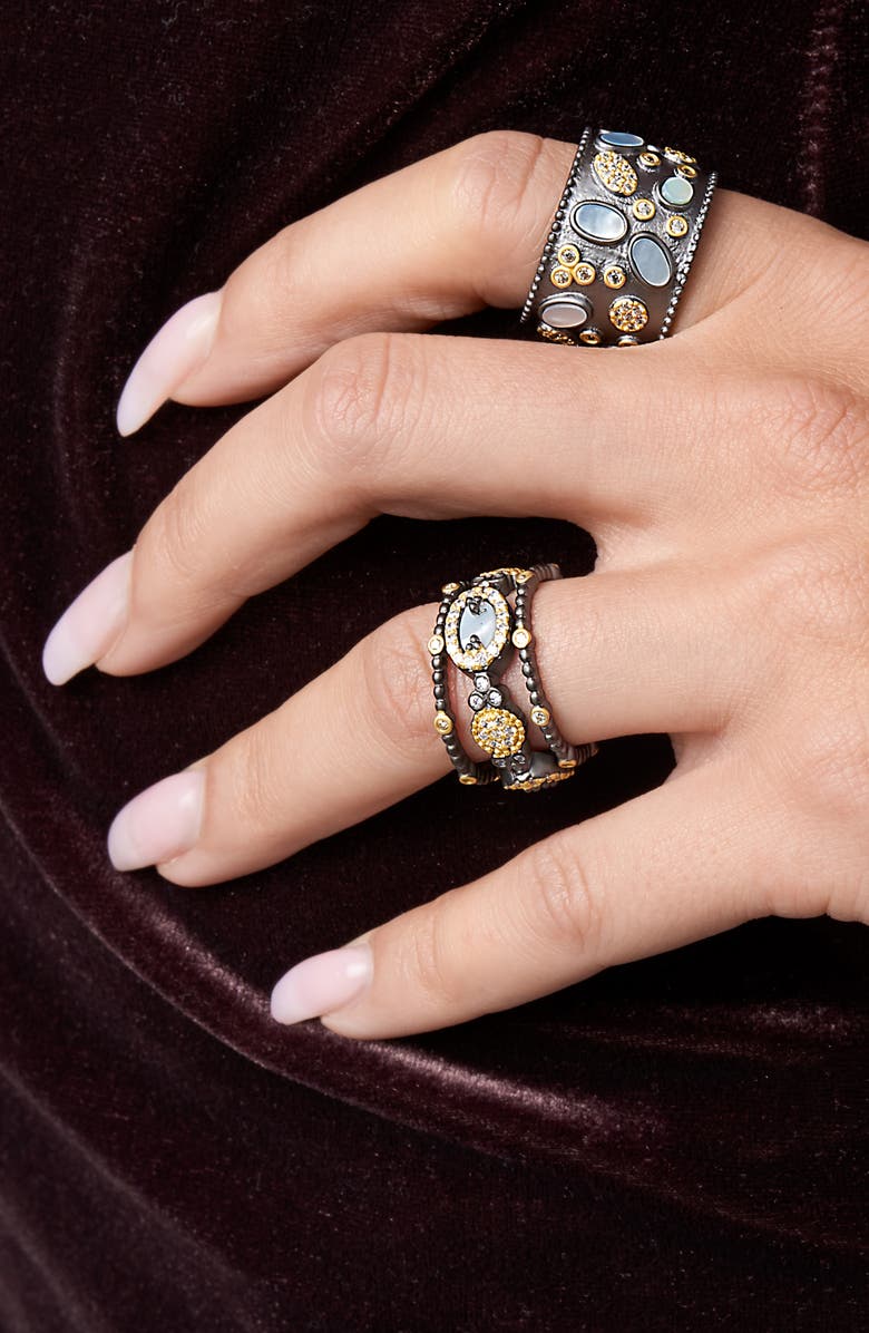 FREIDA ROTHMAN Imperial Gold Clad Sterling Silver Mother-of-Pearl Pave ...